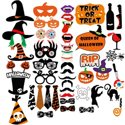 47PCS Photo Booth Props Unique Selfie Props Handheld Props Halloween ...