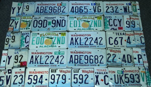 License Plate Lot Numbers Letters Dashes End Pieces Whole WA TX FL MO ...