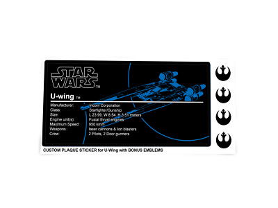 CUSTOM STICKERS for STAR WARS 75155 75399 U-WING UWing Model Displays ...