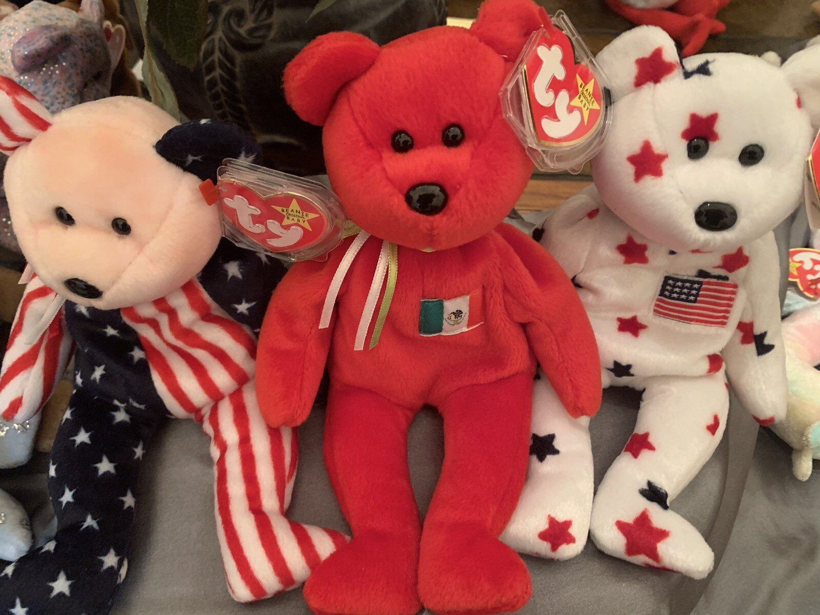 Ty Beanie Baby-Lot 25 (3 Items), Spangle-Bear, Glory-Bear, Osito-Mex ...