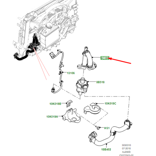 Tuyau de sortie de pompe à eau LR RANGE ROVER VELAR L560 LR091800 NEUF ...
