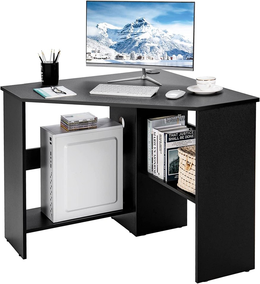 Corner Computer Desk Home Office Triangle Laptop Desk Table with ...