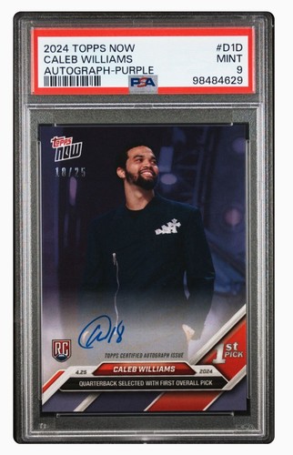 2024 Topps Now Caleb Williams Rookie On-Card Auto #1 Pick /25 Bears PSA ...