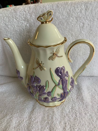 Lenox "The Springtime Splendor Teapot" Fine china W/Purple Iris ...