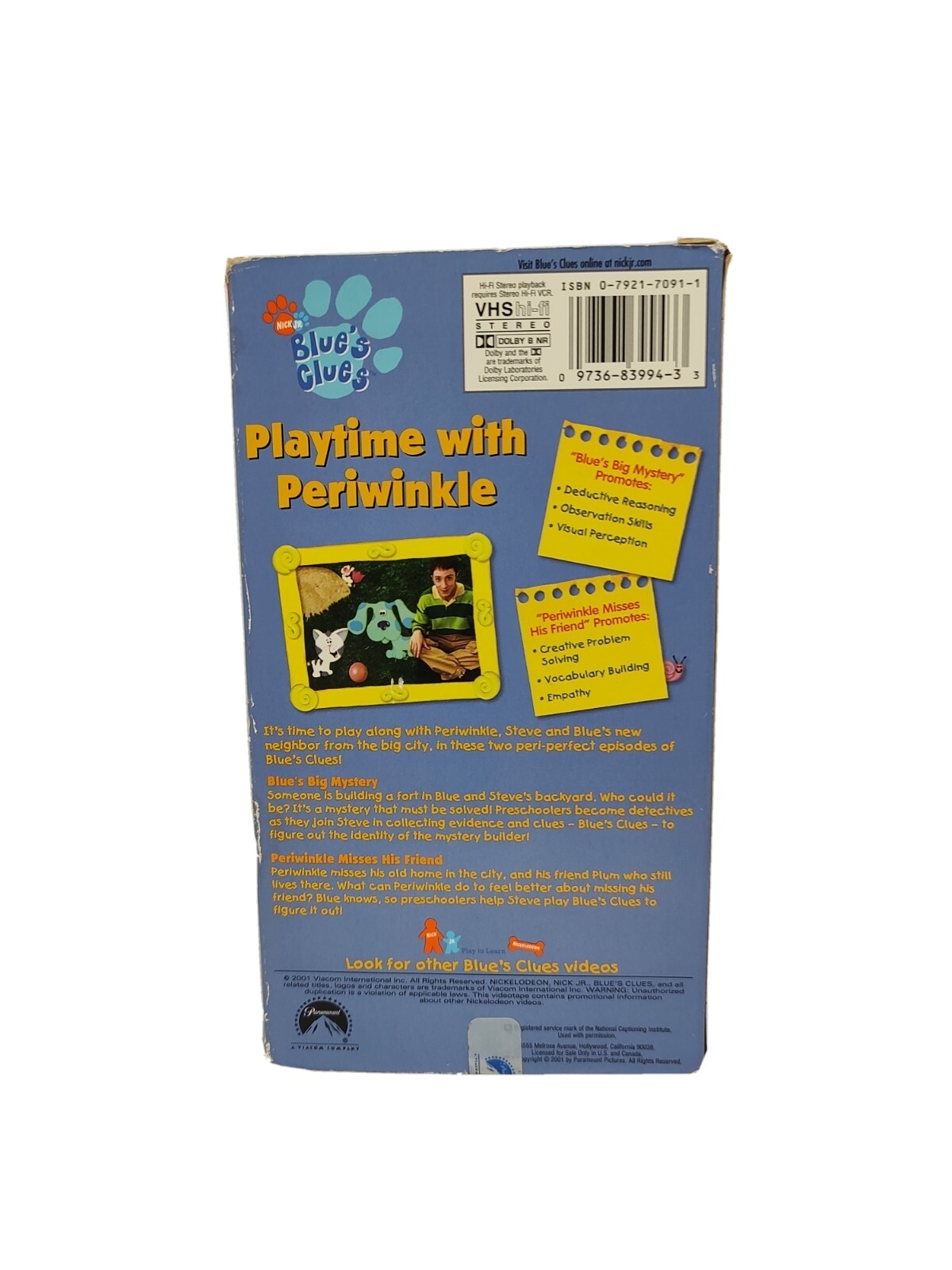 Nick Jr Blues Clues Playtime With Periwinkle Vhs 2001 Nickelodeon