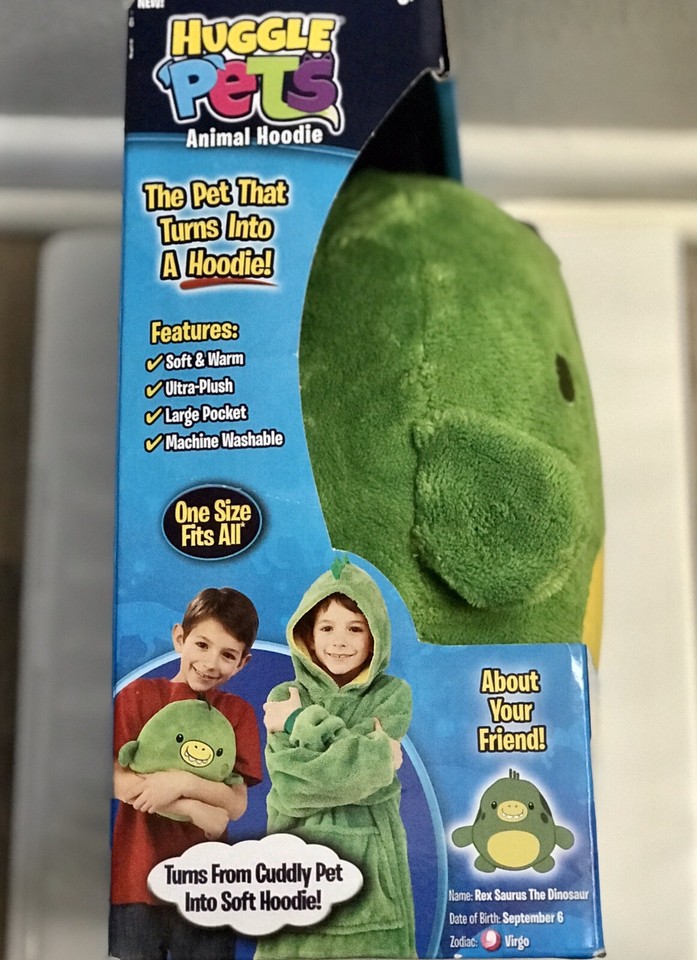 Huggle Pets Green Dinosaur Turns Into Hoodie Sweatshirt Sweater Kids ...