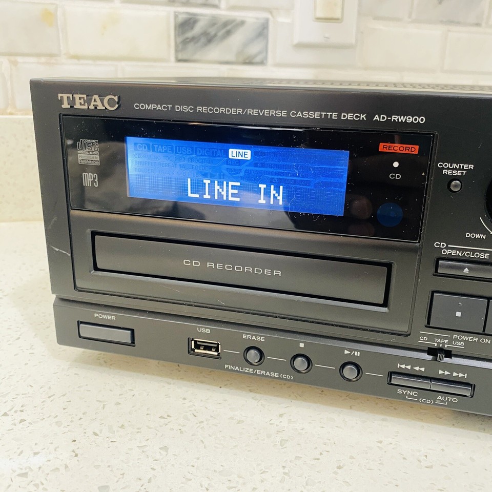 TEAC AD-RW900 Compact Disc Recorder Reverse Cassette Deck USB Black ...