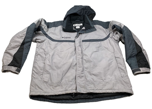 Columbia Parka Coat Mens XL Gray Nylon Shell Fleece Lined Winter Heavy ...