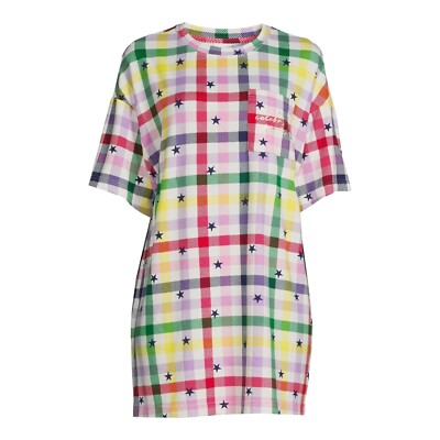 CELEBRITY PINK SLEEP WOMENS PLAID OVERSIZED SLEEP SHIRT NIGHTGOWN SIZE ...
