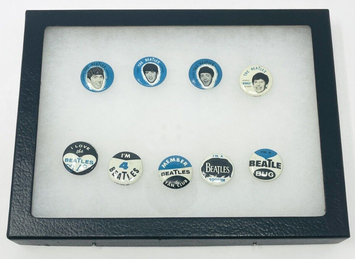 Rare Vintage Beatles Blue 9 Pinback Set Fan Club Collectible Pins | eBay