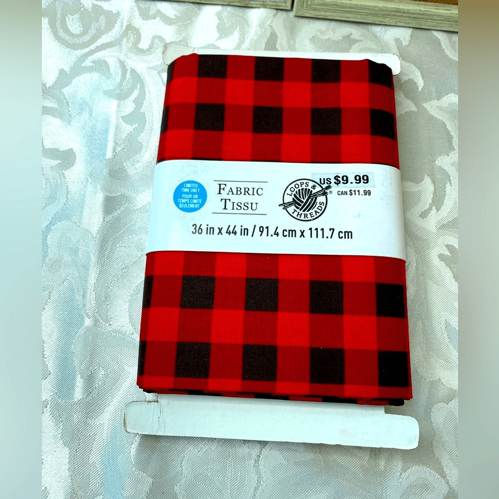 NWT Loops & Threads fabric 1 yard of cotton fabric red and black checks ...