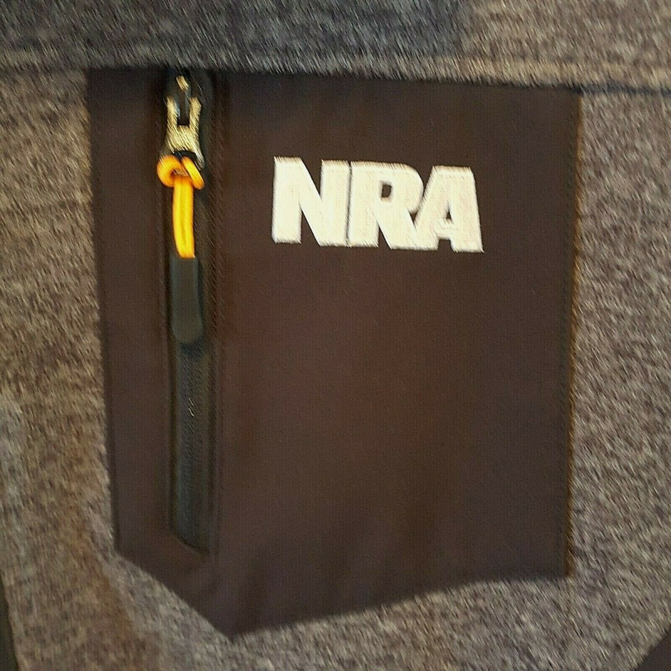 NRA Jacket Black Gray Full Zip Pockets Casual Mens Regular XL Slim Fit ...