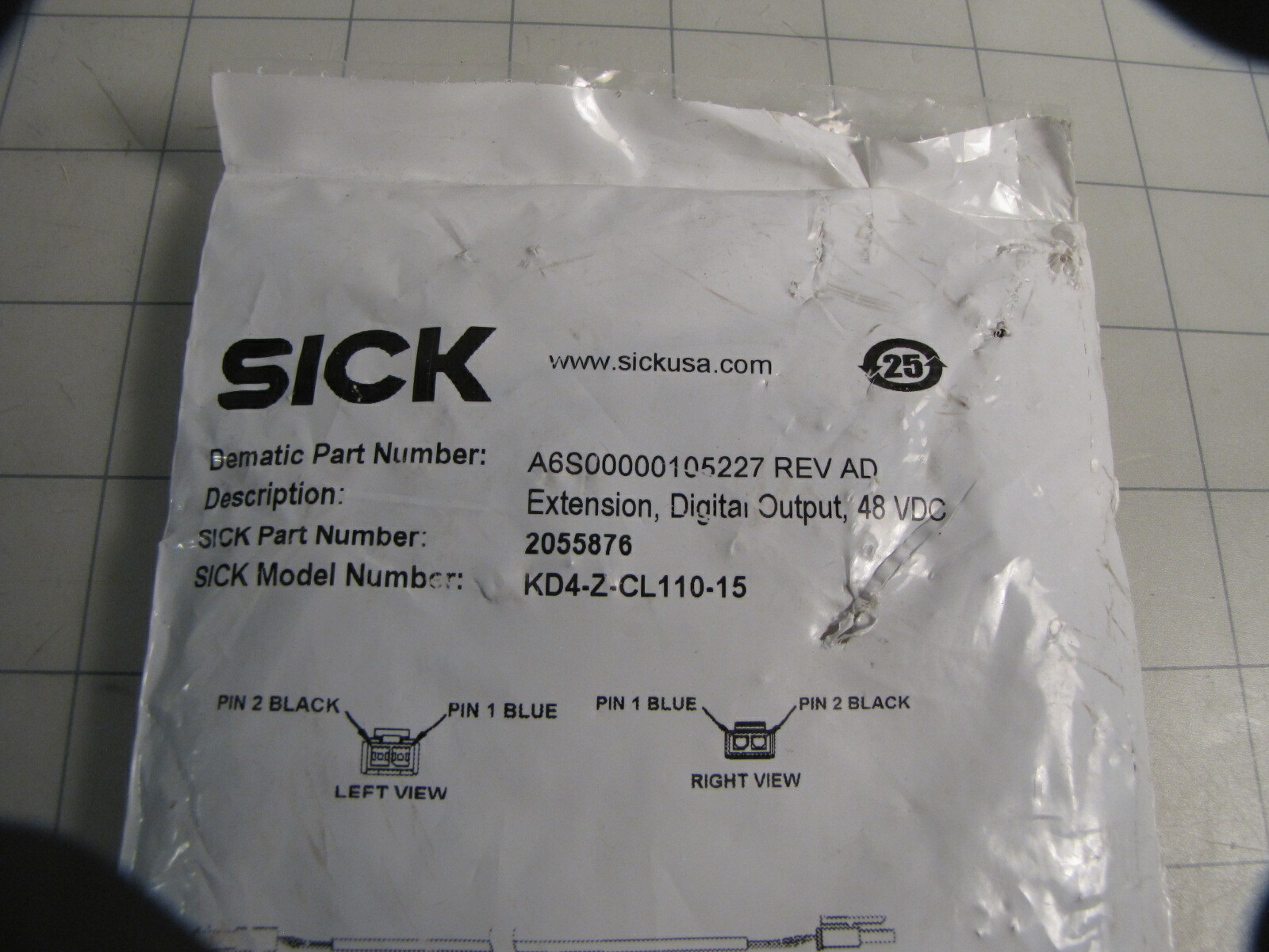 Sick USA Digital Output Extension Cable 48VDC 2055876 / KD4-Z-CL110-15 ...