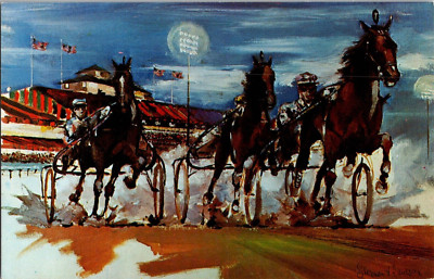 Vtg Postcard, In the Clubhouse Turn, Sherman Raveson Painting, Saratoga ...