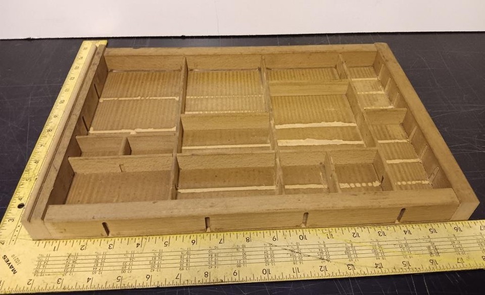 FREE SHIP Letterpress Antique Printers Drawer Cal Case Shadow Box 11 ...