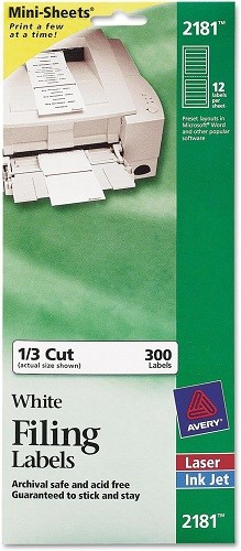 Mini-Sheets(R) Permanent File Folder Labels 2/3x3-7/16in 25-sheets 300 ...
