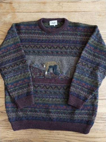 Vtg Nani Bon Wool Alpaca Acrylic Blend Sweater Nordic Embroidered Mens ...