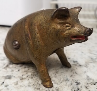 ANTIQUE 1920'S A.C. WILLIAMS USA CAST IRON PAINTED SITTING PIG HOG ...
