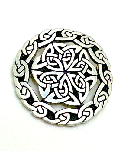 Vintage Celtic ST JUSTIN PEWTER Brooch Round Trinity Knot 1 5/8" | eBay