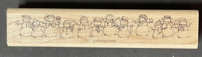 Snowmen Line Up Christmas Season Holiday Sign Symbol Wood Rubber Stamp ...
