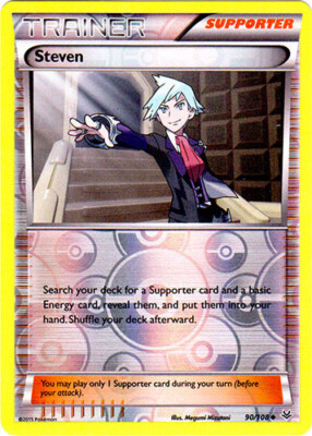 Pokemon - Steven - 90/108 - Uncommon - Reverse Holo - XY - Roaring ...