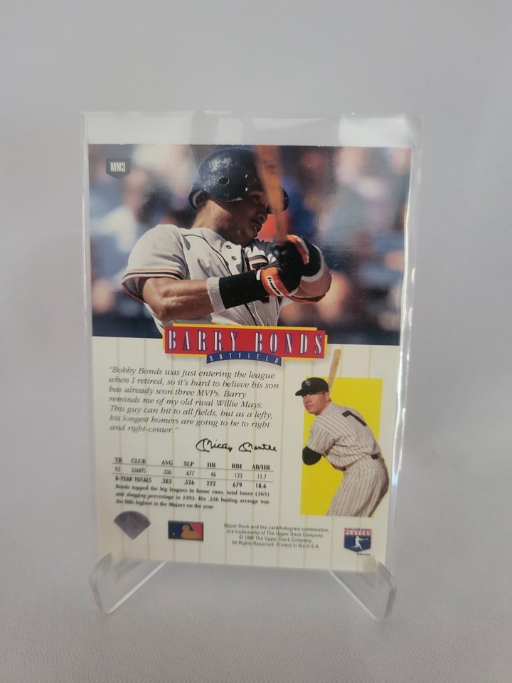 Barry Bonds 1994 Upper Deck ' Mickey Mantle ' Long Shot Insert #MM3 | eBay