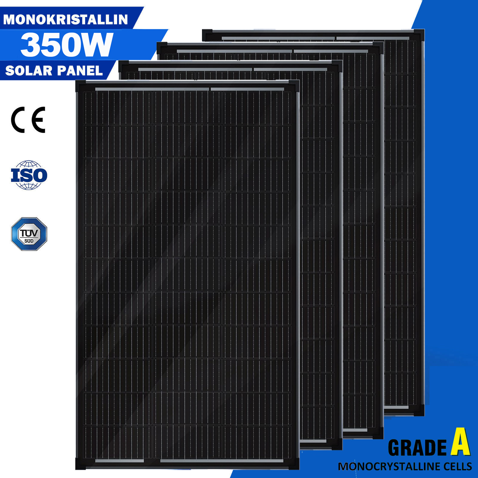 350W Solar Panel 12V 350 Watt Mono Caravan Camping Home Power Charging ...