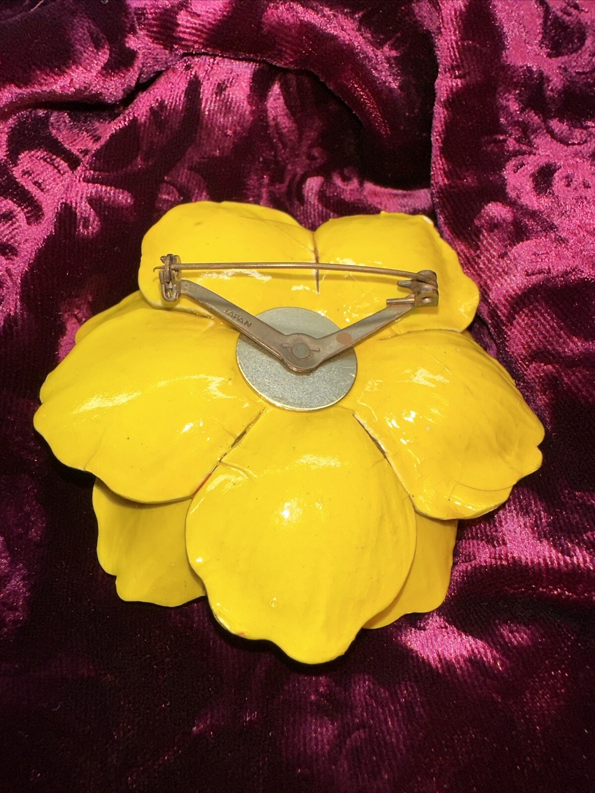 Vintage Huge Cellulose Acetate Yellow Orange Flower B… - Gem