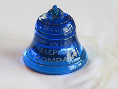 Early 1900 Bell System Missori Kansas Tel Co Cobolt Blue Heavy Glass ...