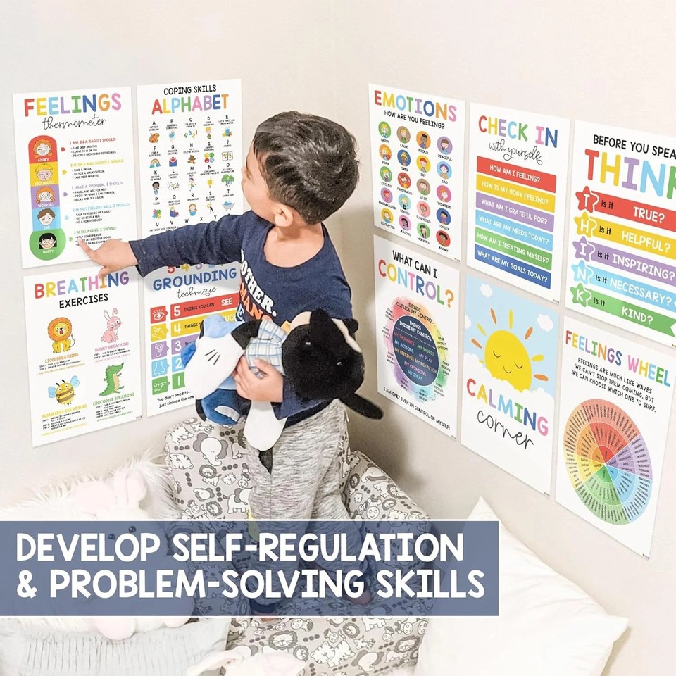 12 Pieces Calming Corner Posters, Feelings Chart For Kids ,Calm Down ...