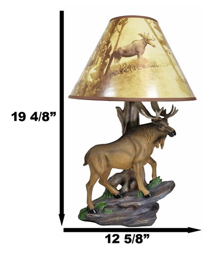 Wildlife Nature Bull Moose Grand Elk Desktop Table Lamp With Nature ...