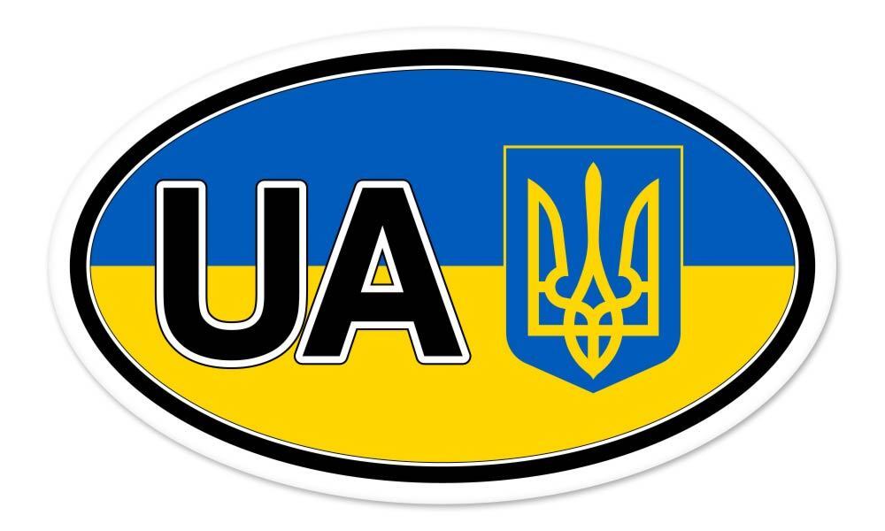 Ukraine Flag Ua Coat Of Arms Flag Oval Car Window Bumper Sticker Decal