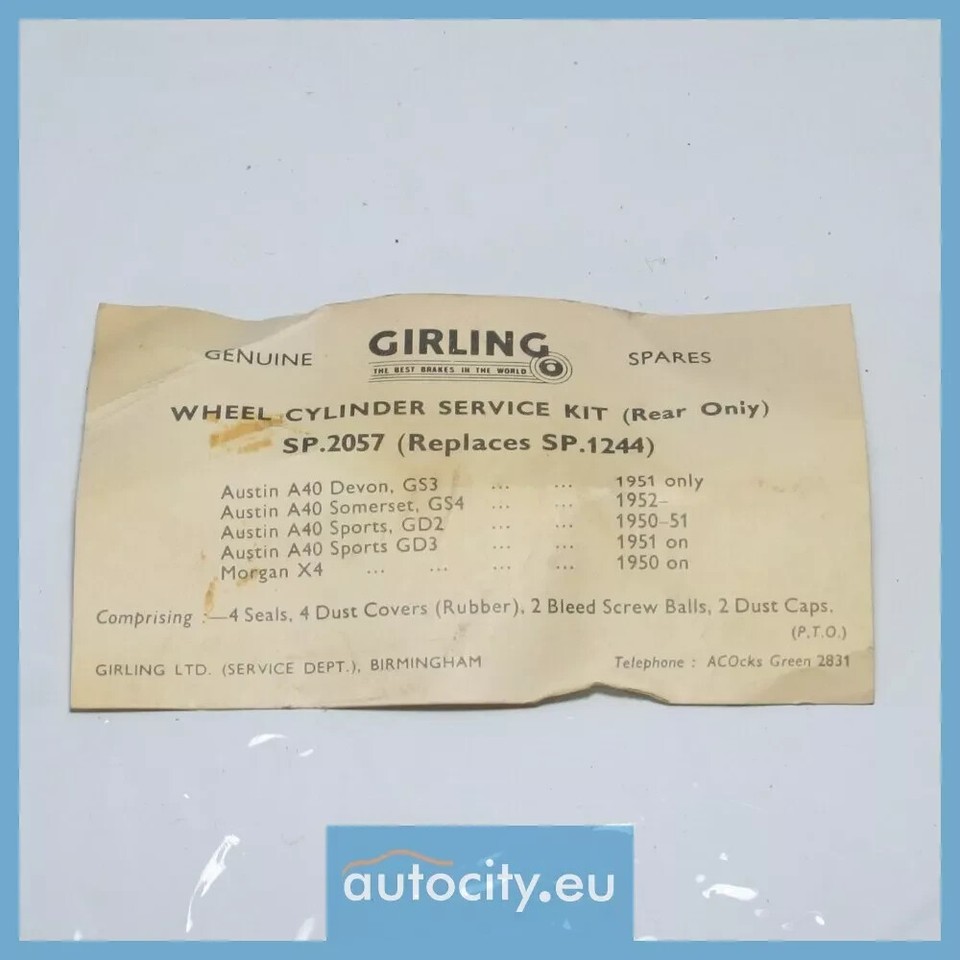 REAR WHEEL CYLINDER KIT AUSTIN A40 DEVON SOMERSET , A40 SPORTS , MORGAN ...