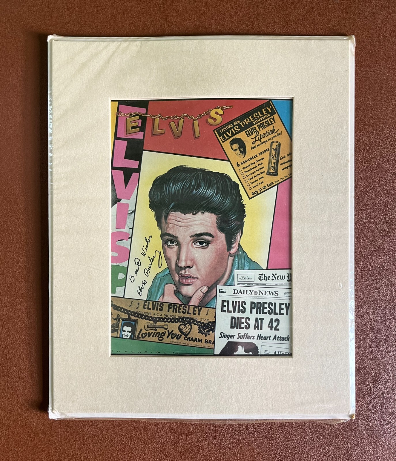 Elvis Presley Lithograph Portrait 10 X 8 Show Biz By Mick