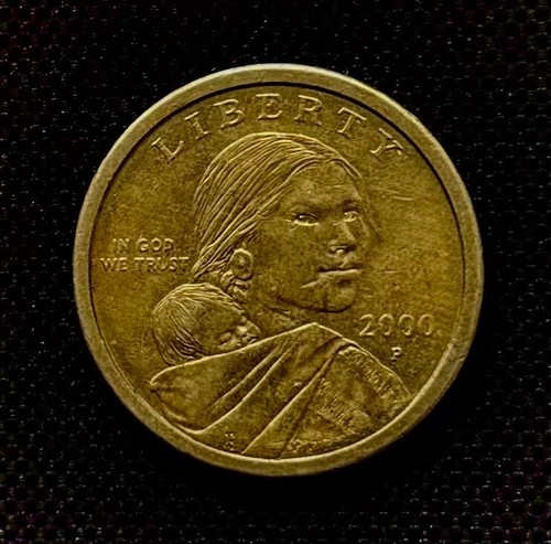 2000- P. Sacagawea 1 Dollar Gold Colored Coin With Defects-Circulated ...