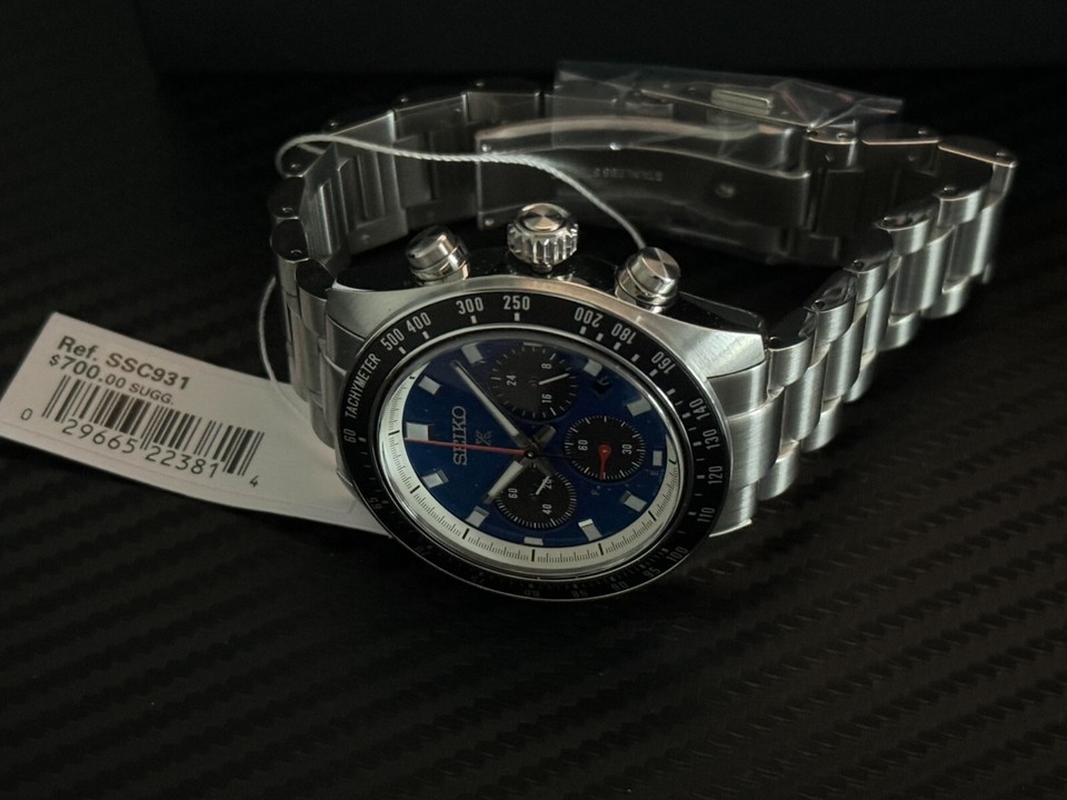 SEIKO PROSPEX Speedtimer Solar Chronograph Vivid Blue dial SSC931-MINT ...