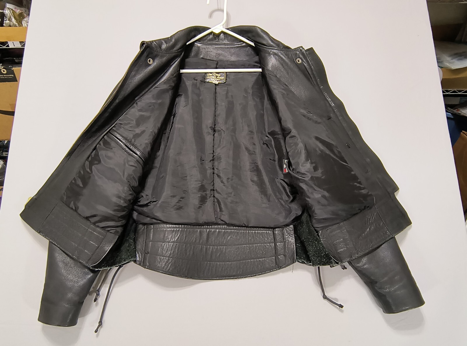 San Diego Leather BLACK size 44 Moto Bomber Motorcycle Insulated Jacket A+++ VTG | eBay