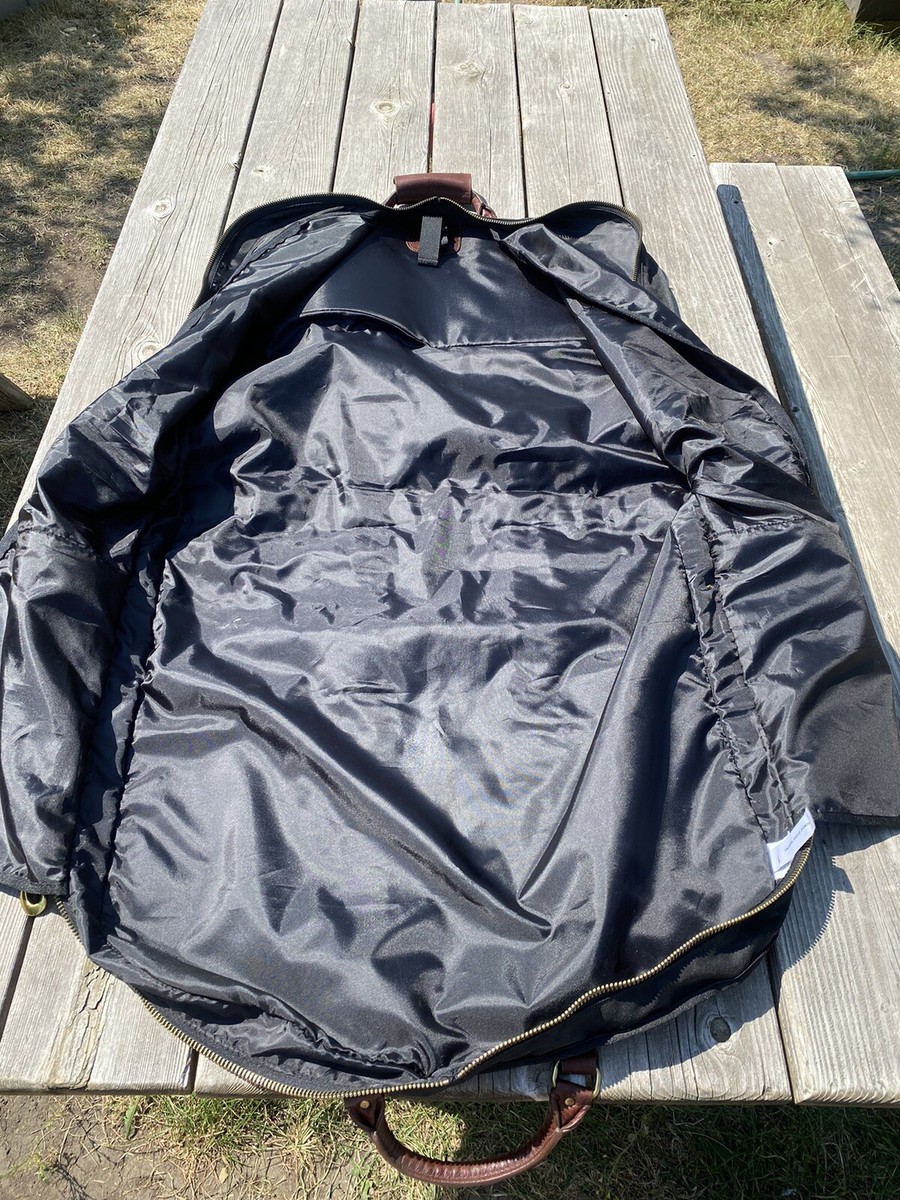 J.Crew Black Leather & Canvas Garment Bag Carry On Shoulder J.Crew Black Leather & Canvas Garment Bag Carry On Shoulder
