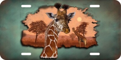 Giraffe Head African Animal Tree Africa Aluminum Car Vanity Plate Tag ...