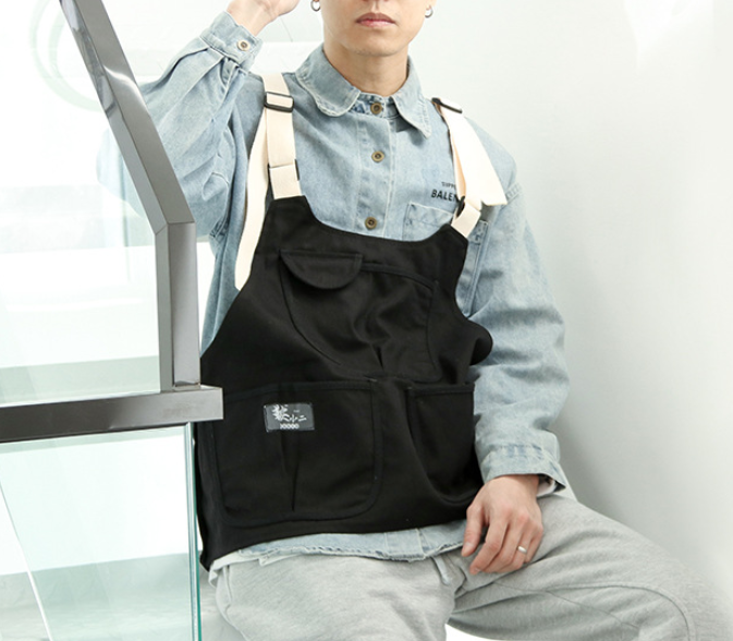 Japanese Retro Worker Multi pockets Vest Outwear Waistcoat Sling Double ...