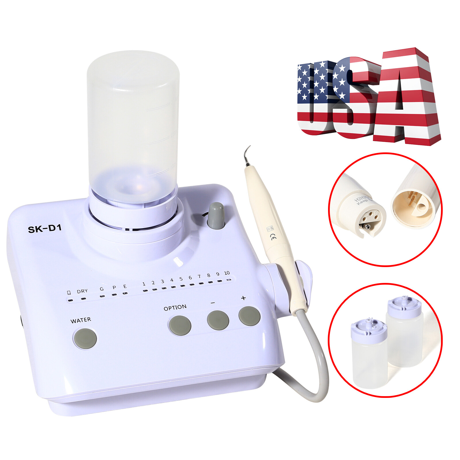 Portable Dental Ultrasonic Piezo Scaler Handpiece 2* Bottles Fit DTE ...