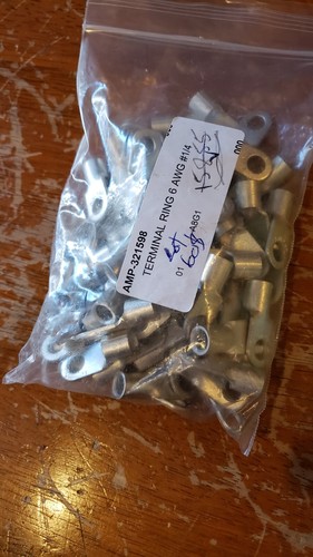 NEW LOT o 60 TE AMP Solistrand Ser. Uninsulated Tin Crimp Ring Terminal ...