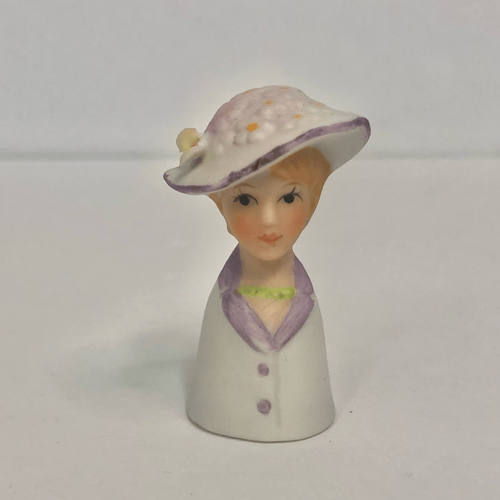 enesco proper lady ceramic thimble white purple flower hat as is granny ...