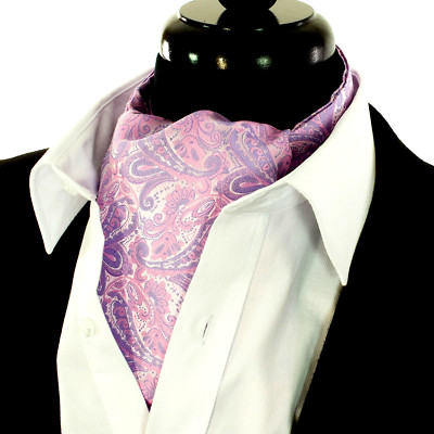 UK Cravat Scarf NEW Pink Purple Paisley Ascot Tie Silk Floral Scarves ...