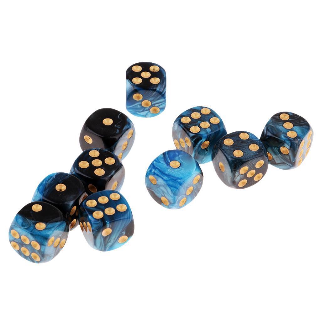 Six Sided Square Opaque D6 16mm Standard Dice Die Double Color Gold Pip ...