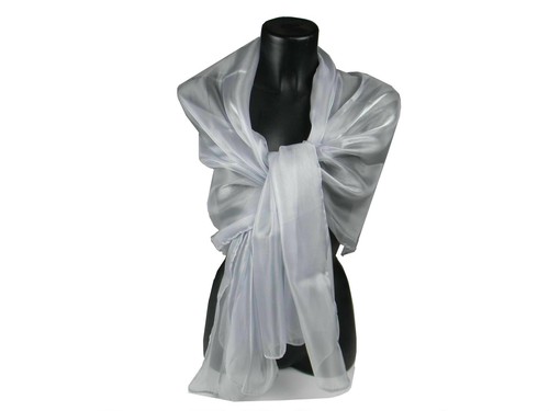 Stola cerimonia lucida argento grigio chiaro stole riflessi raso 70 180 ...