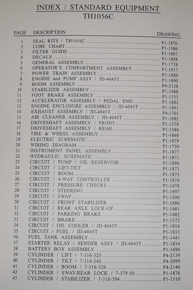 TEREX HANDLER TH1056C TELEHANDLER FORKLIFT PARTS MANUAL BOOK CATALOG | eBay