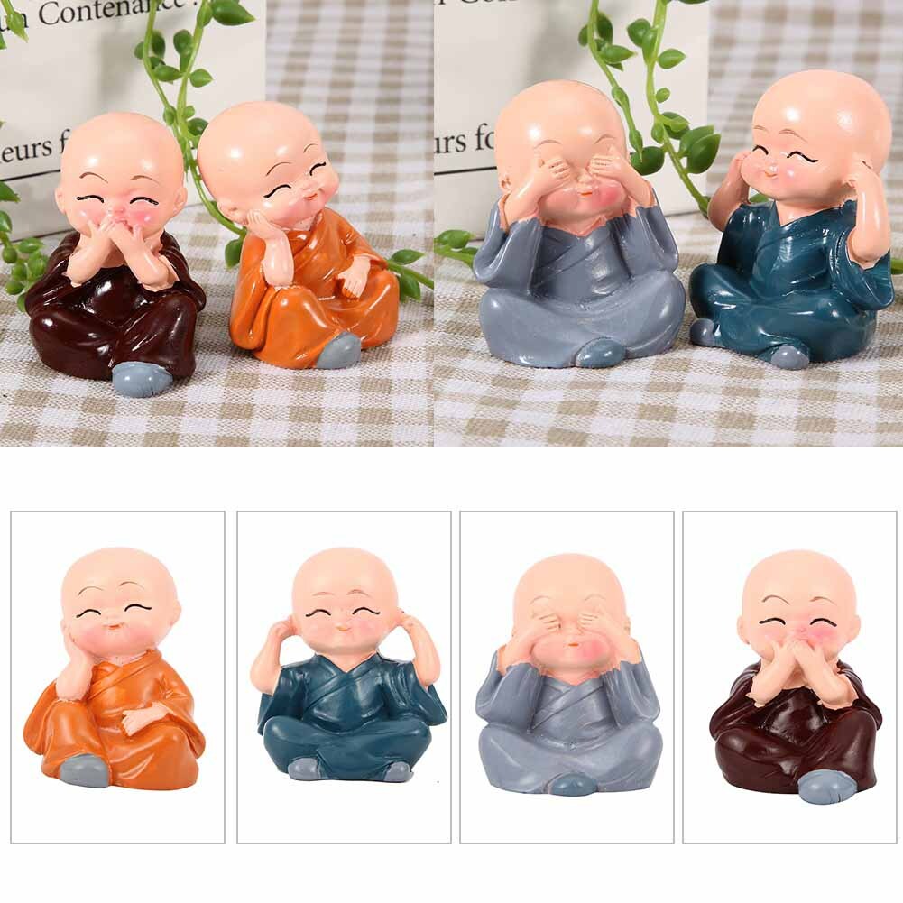 4pcs Cute Little Monk Figurine Statue Resin Sculpture Decoration Crafts ...