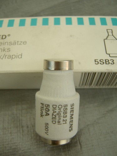 Siemens 5SB321 Diazed Bottle Fuse Quick Response, 50A, 500V AC/ DC ...
