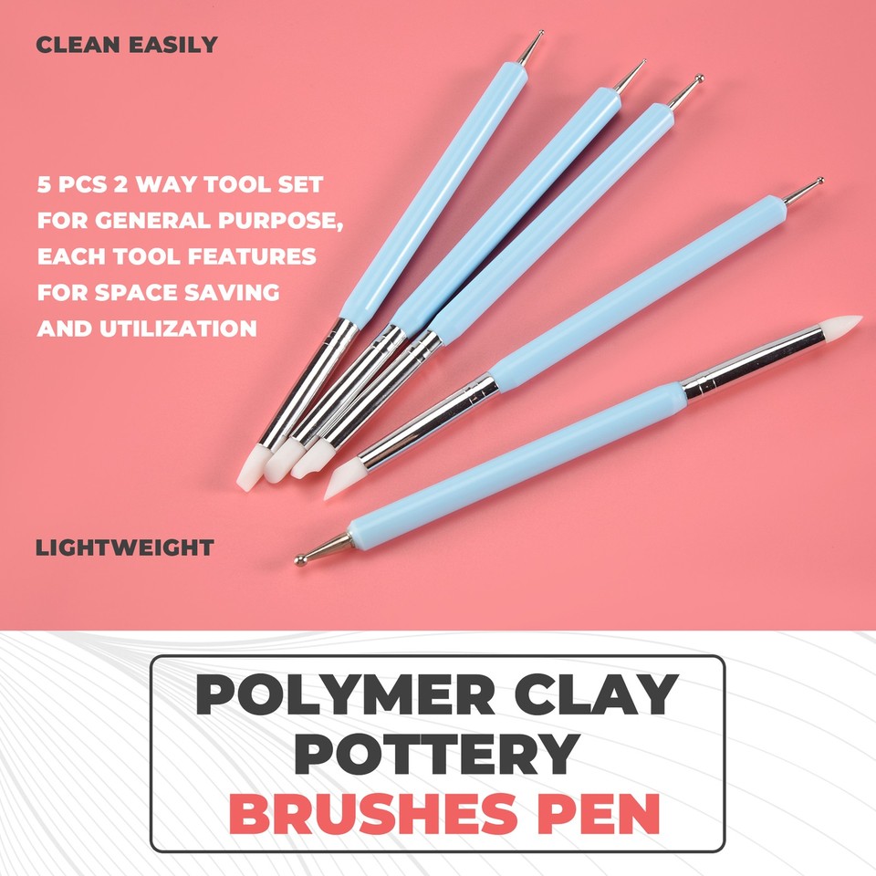 5 X 2 Way Styluses Dotting Tool Silicone Color Shaper Brushes Pen ...